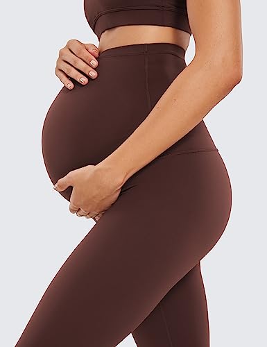 CRZ YOGA Womens Butterluxe Maternity Leggings Over The Belly 25" - Buttery Soft Workout Activewear Yoga Pregnancy Pants Taupe Medium