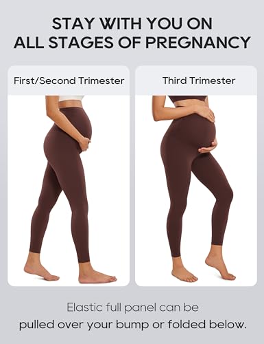 CRZ YOGA Womens Butterluxe Maternity Leggings Over The Belly 25" - Buttery Soft Workout Activewear Yoga Pregnancy Pants Taupe Medium