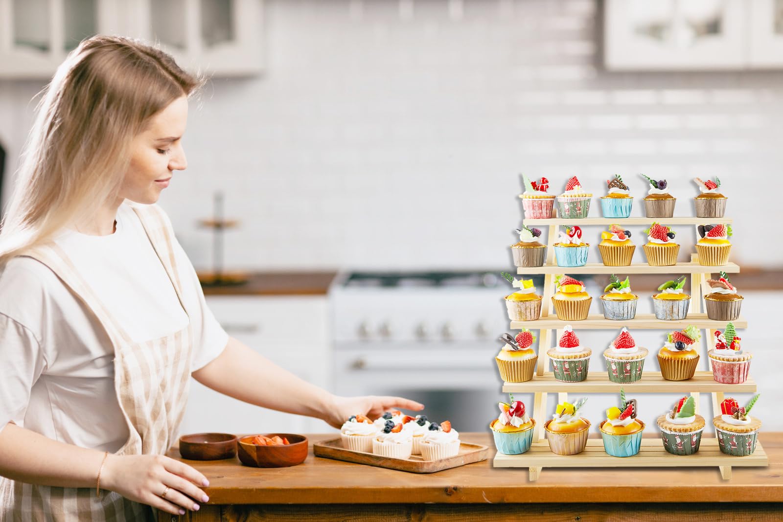 Wooden Cupcake Stand 5 Tier Wooden Cupcake Stand Cupcake Holder Rustic Wood Cupcake Display Stand Wooden Display Stand