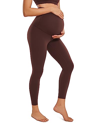 CRZ YOGA Womens Butterluxe Maternity Leggings Over The Belly 25" - Buttery Soft Workout Activewear Yoga Pregnancy Pants Taupe Medium