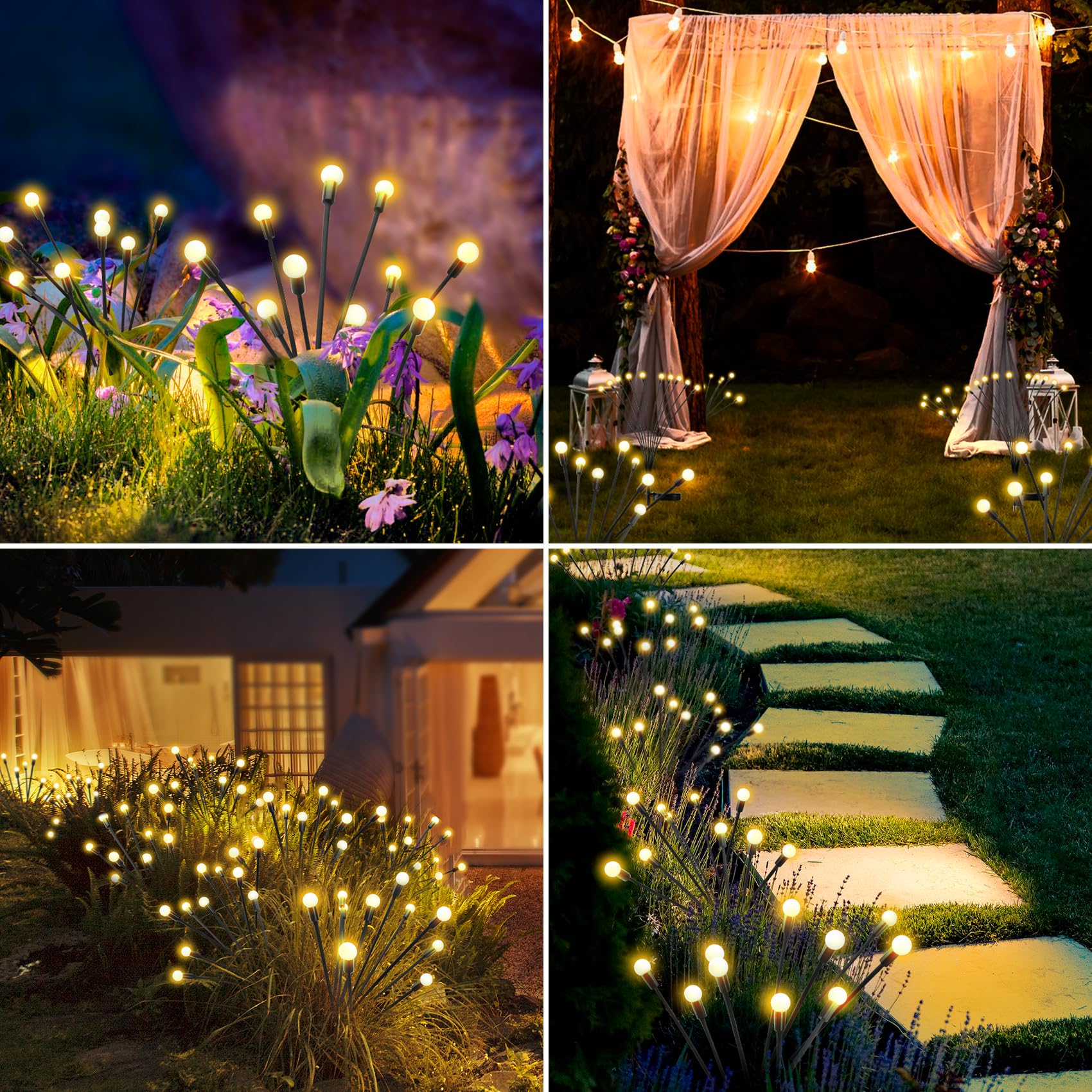 Msqlnde Solar Garden Lights, 8 Pack 80 LED Solar Lights Outdoor Waterproof,New Upgraded Firefly Pathway Lights Sway by Wind for Outside Yard Patio Walkway Decoration