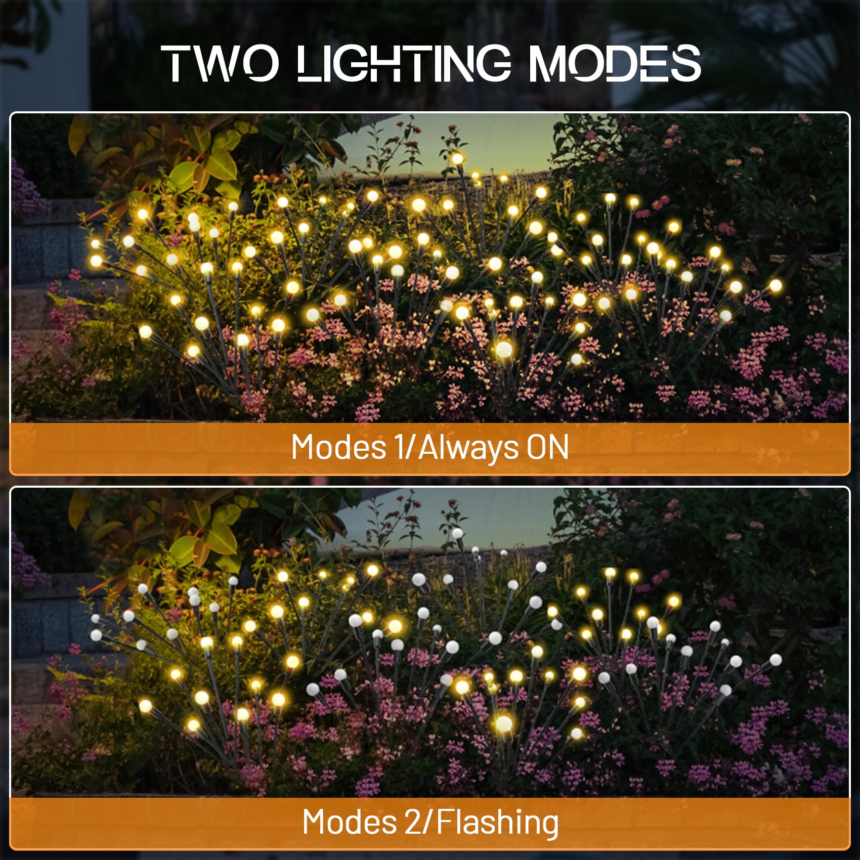 Msqlnde Solar Garden Lights, 8 Pack 80 LED Solar Lights Outdoor Waterproof,New Upgraded Firefly Pathway Lights Sway by Wind for Outside Yard Patio Walkway Decoration