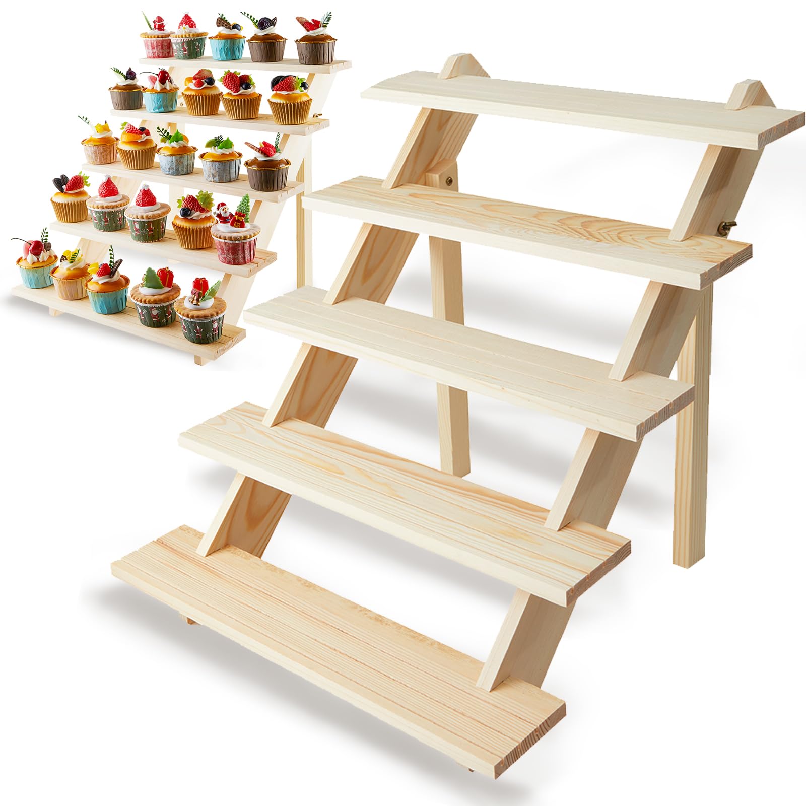 Wooden Cupcake Stand 5 Tier Wooden Cupcake Stand Cupcake Holder Rustic Wood Cupcake Display Stand Wooden Display Stand