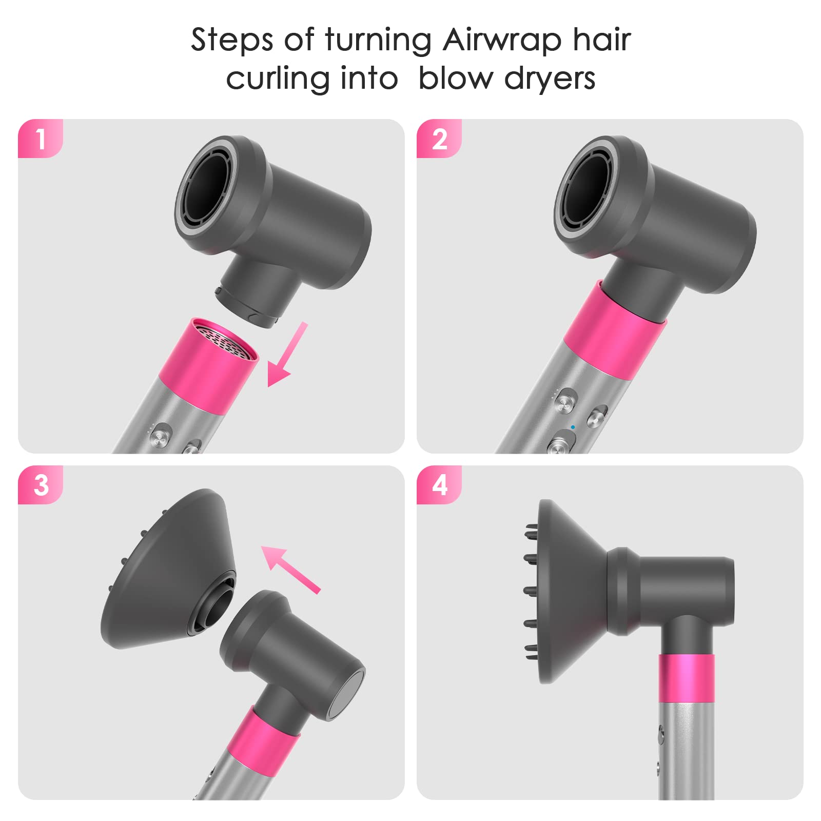 ENERIDEA Diffuser and Adaptor Compatible with Dyson Airwrap,Attachments for Airwrap Styler Converting Blow Dryer Combination,Gifts for Women