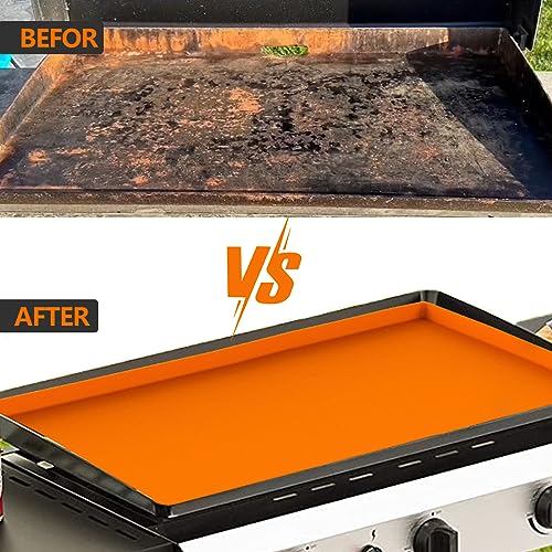Silicone Griddle Mat 28" for Blackstone Grill, Food Grade Silicone Griddle Protective Mat Cover,Heavy Duty/Non Stick/Reusable Silicone Grill Cover, Protect Your Grill (orange-28inch)