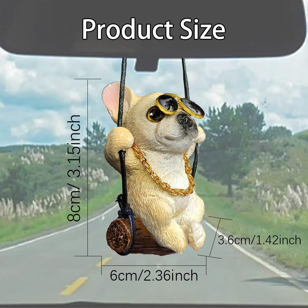 Zufoty French Bulldog Car Hanging Ornament, Mirror Accessories, Interior Decor for Men & Women
