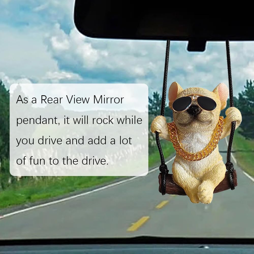 Zufoty French Bulldog Car Hanging Ornament, Mirror Accessories, Interior Decor for Men & Women