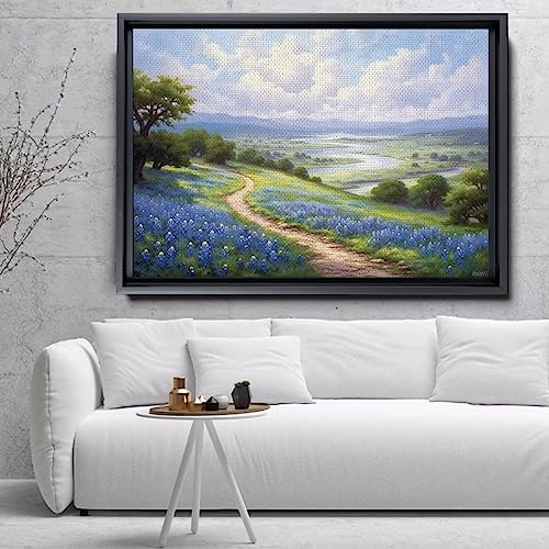 Enchanting Texas, Native Texas Hill Country Bluebonnet Landscape - Fine Art Print Mounted in a White Mat Board