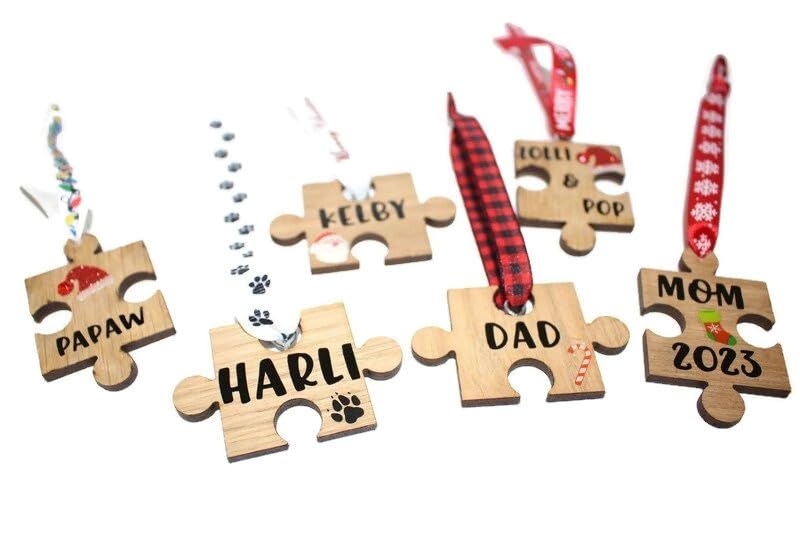 Hiding Place Boutique, Handmade Puzzle Teacher Ornament, Autism Kindergarten Classroom Christmas Personalize Pre K Gift Graduation Elementary Retirement Squad Crew Lunch Science Math Reading Writing