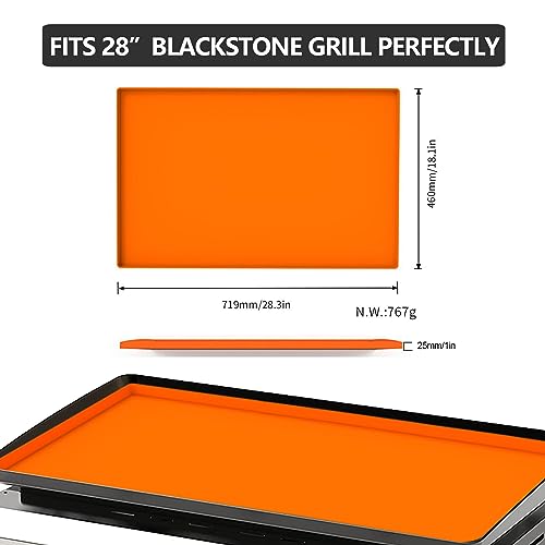 Silicone Griddle Mat 28" for Blackstone Grill, Food Grade Silicone Griddle Protective Mat Cover,Heavy Duty/Non Stick/Reusable Silicone Grill Cover, Protect Your Grill (orange-28inch)