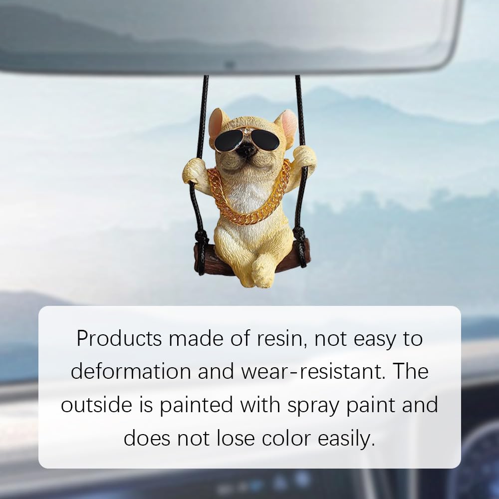 Zufoty French Bulldog Car Hanging Ornament, Mirror Accessories, Interior Decor for Men & Women