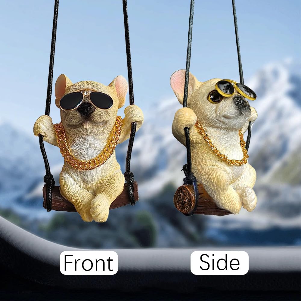 Zufoty French Bulldog Car Hanging Ornament, Mirror Accessories, Interior Decor for Men & Women