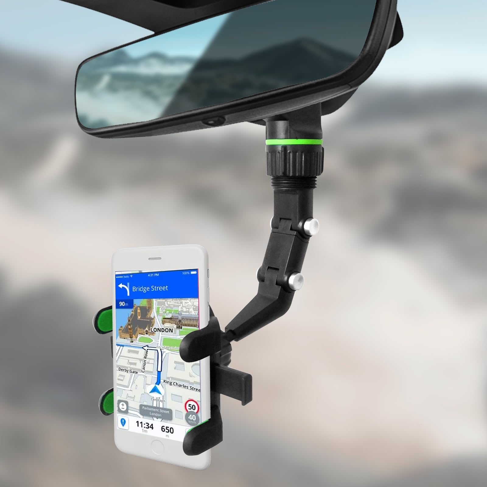 BSAMZO 360° Rotatable and Retractable Car Phone Mount Multifunctional Rear View Mirror Rearview Mirror Phone Holder Adjustable Cell Phone Holder for All Smartphones
