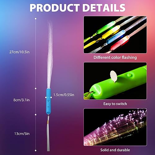 28 Pack Glow Fiber Optic Wands Sparkler Firework Sticks, LED Flashing Light Up Toy for Kids Adults, Glow in The Dark Party Favor Supplies Rave Magic Decoration Bulk Wedding Easter St. Patrick’s Day