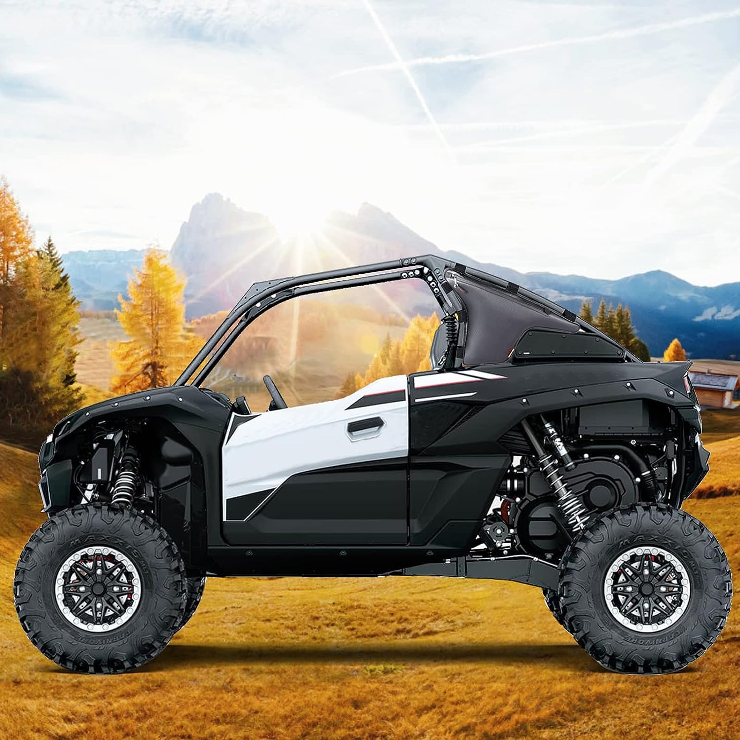 Hutexico 2 Pack for Kawasaki Teryx KRX 1000 UTV Roll Bar Triangle Storage Bag, Double Zipper Side by Side Bags Roll Bar Gear Bag, Compatible 2020-2024 Models (Black x2)