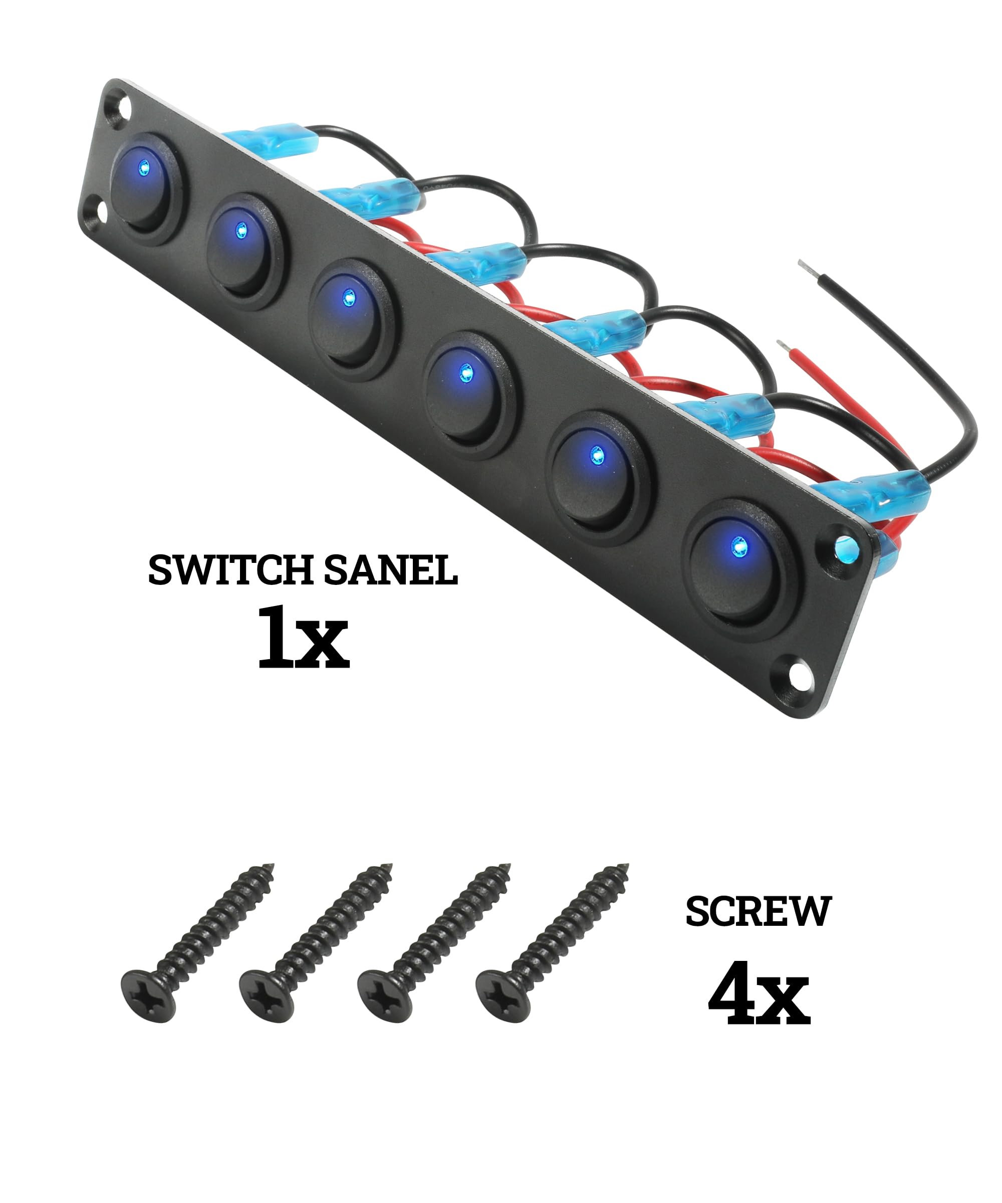 Zlirfy 6 Gang Rocker Switch Panel,12V Rocker Toggle Switch Panel,Car Modification Ignition Toggle,3 Pin 12 VDC 20A SPST On-Off Switch,Vehicle Toggle Switch Button Board