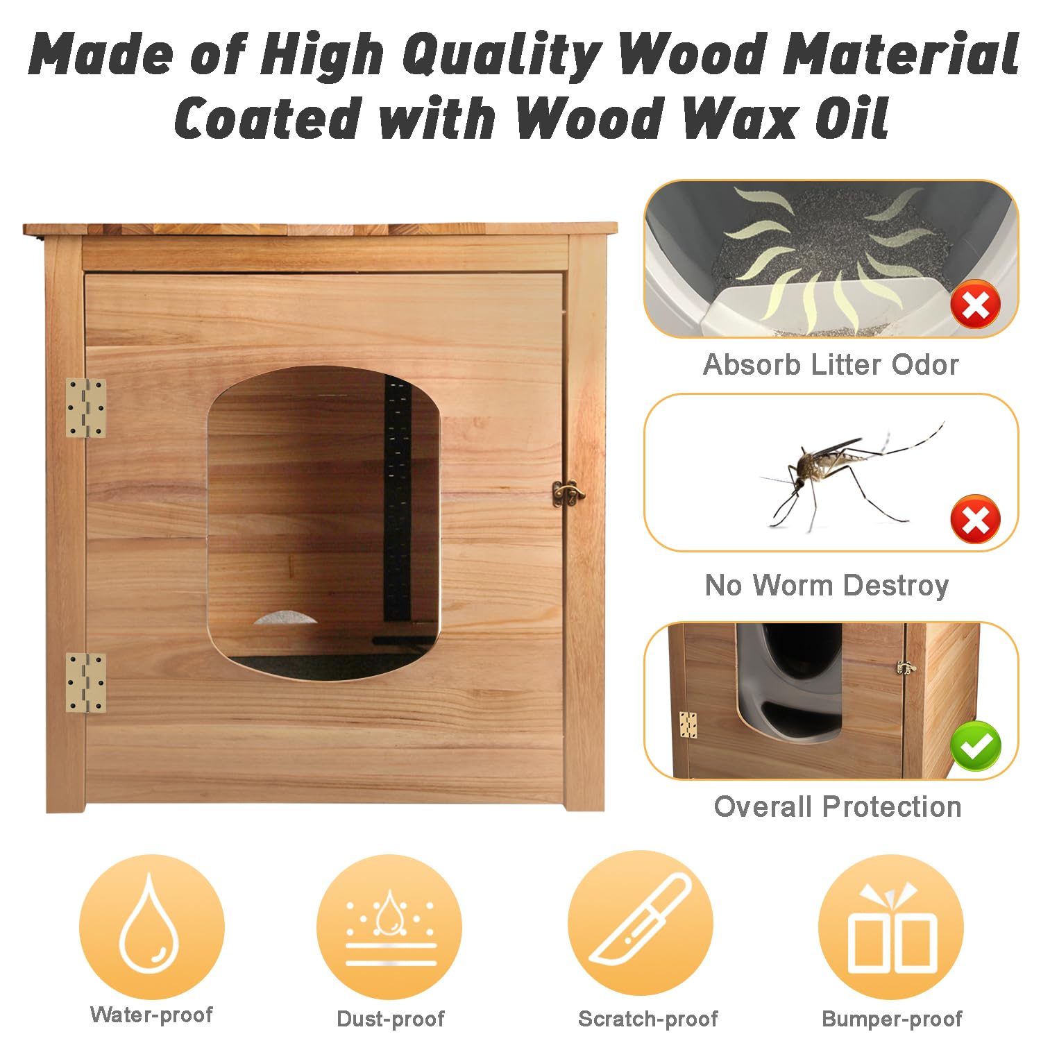 Stylish Wooden Enclosure Cabinet Furniture Compatible with Litter-Robot 3 and 4 - Accessories for Litter-Robot 3 and 4(Litter-Robot NOT Included)