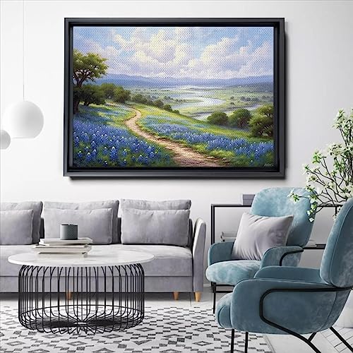 Enchanting Texas, Native Texas Hill Country Bluebonnet Landscape - Fine Art Print Mounted in a White Mat Board