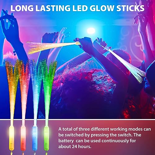 28 Pack Glow Fiber Optic Wands Sparkler Firework Sticks, LED Flashing Light Up Toy for Kids Adults, Glow in The Dark Party Favor Supplies Rave Magic Decoration Bulk Wedding Easter St. Patrick’s Day