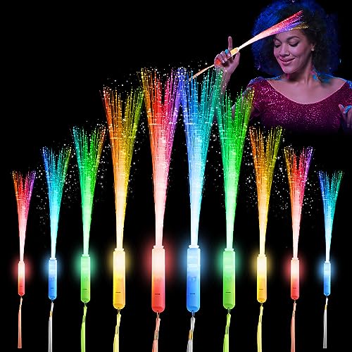 28 Pack Glow Fiber Optic Wands Sparkler Firework Sticks, LED Flashing Light Up Toy for Kids Adults, Glow in The Dark Party Favor Supplies Rave Magic Decoration Bulk Wedding Easter St. Patrick’s Day