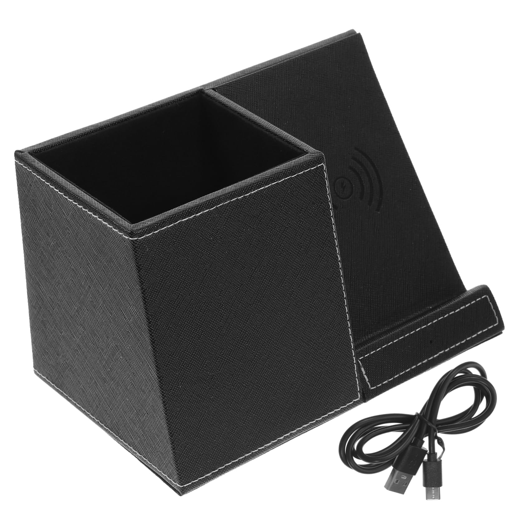 Tofficu Pen Holder Desk Pen Holder Desktop Charging Station Fast Charger Nightstand Charging Nightstand Cell Phone Holder Pen Stand Organizer Iphone8 Pu