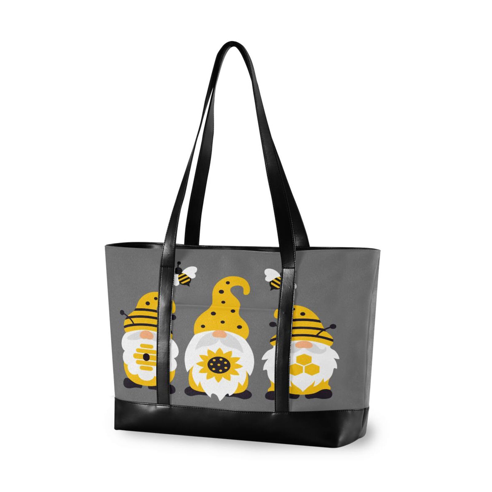 Bee Gnomes Laptop Tote Bag for Women Teacher Canvas Tote Bags Work Travel Bag Handbags Purse with Zipper
