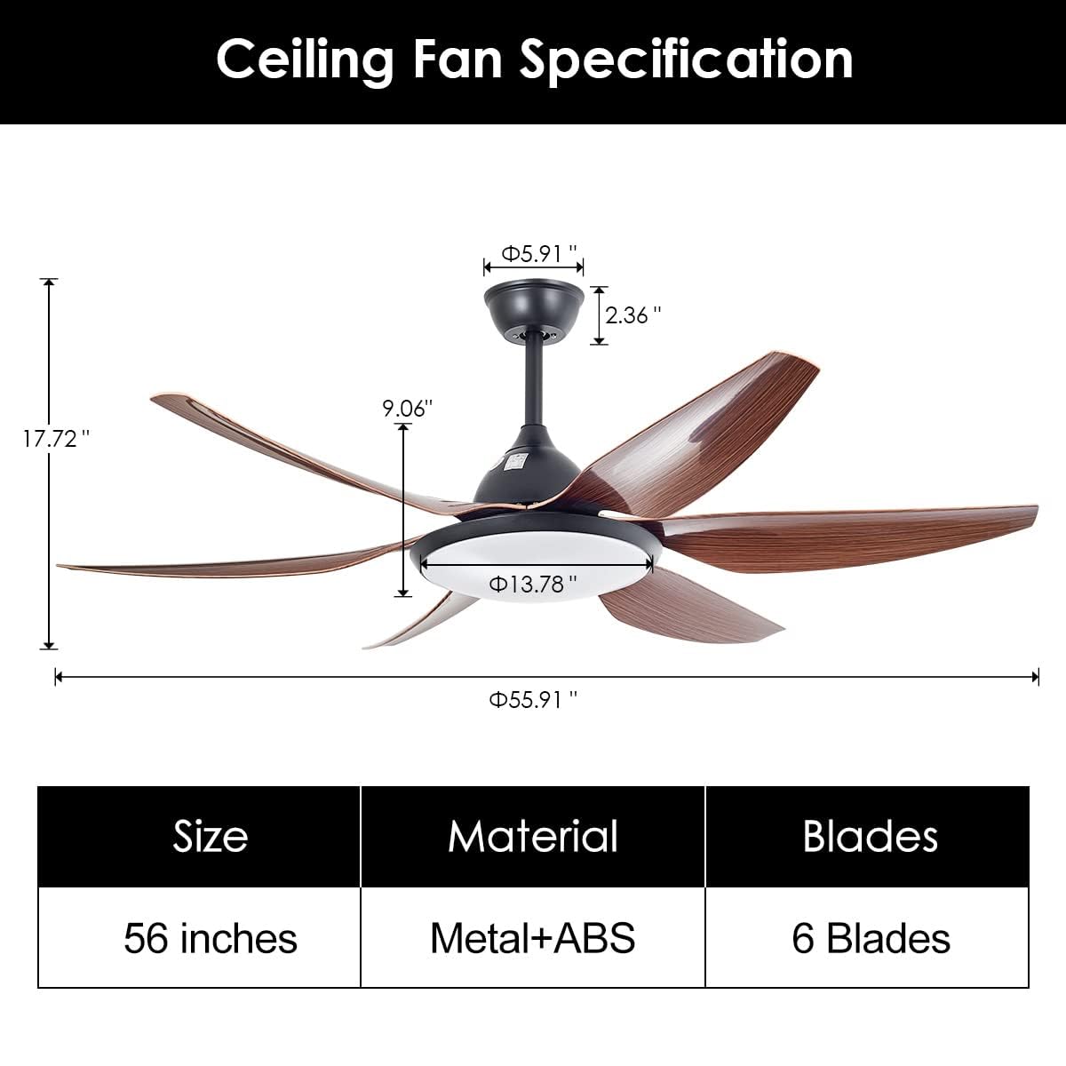 GDLT Farmhouse Ceiling Fan Chandelier, 56" Rustic Brown Ceiling Fan Light with Reversible Motor, with Remote Vintage 6 Blades Ceiling Fan Chandelier for Patio, Living Room, Dining Room