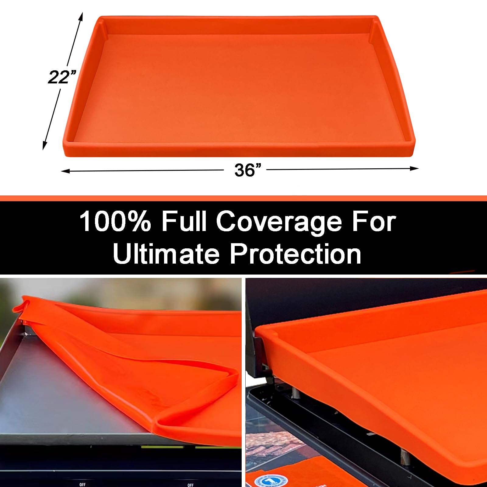 Silicone Griddle Mat for 36 in Blackstone Grill,Grill Buddy Accessories Protective Top Cover Protector Outdoor,Heavy Duty Food-Grade Barbecue Mat(Orange)
