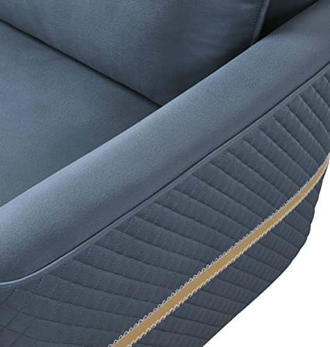 WAQINBR Modern Loveseat Sofa Couch for Bedroom, 2 Seater Small Sofa with 2 Pillows and High-Density Memory Foam, Comfy Faux Leather Couch for Small Spaces, Living Room, Office（Blue）