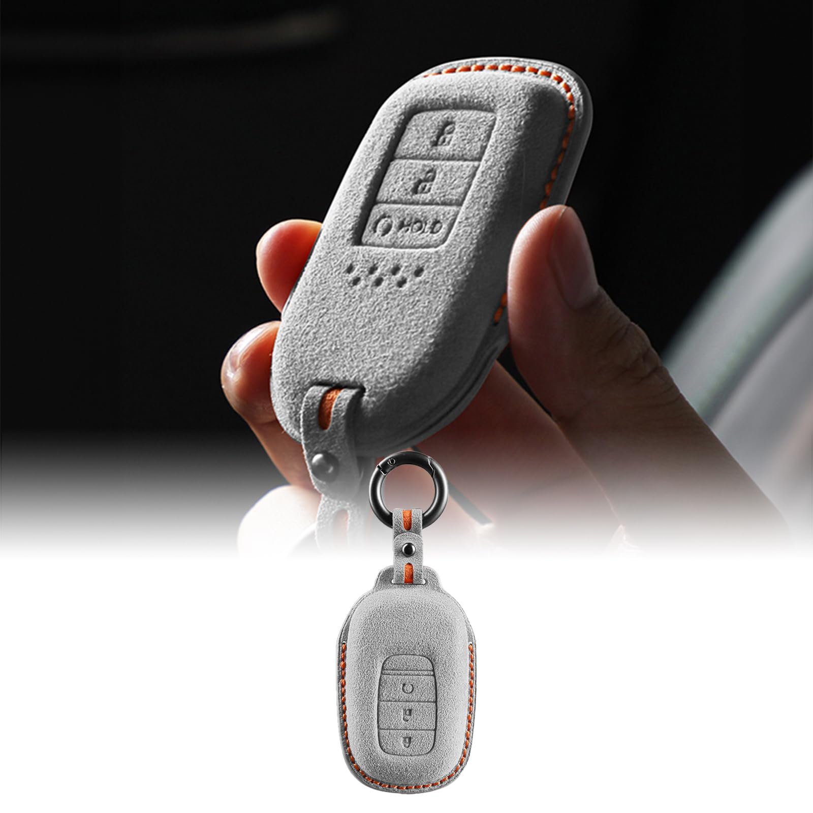 FDAIUN Three-dimensional Car Key Bag Key Chain Holder For Honda Key Fob Holder Auto Key Case Protector (Grey)
