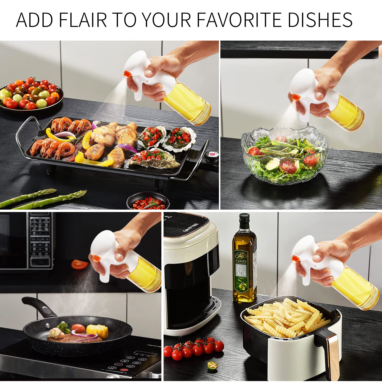 Oil Sprayer for Cooking, 200ml Glass Oil Spray Bottle for Kitchen, Olive Oil Sprayer, Oil Mister Spray Bottles, Kitchen Gadgets for Air Fryer Accessories, Olive Oil Dispenser for Baking, Salad, Bbq