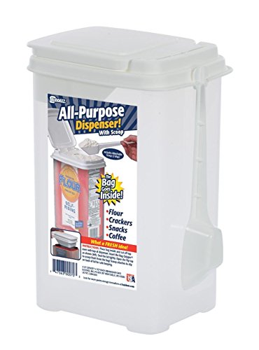 Buddeez Flour and Sugar Container All Purpose Kitchen Organization and Storage Unit, 4 Quart, White