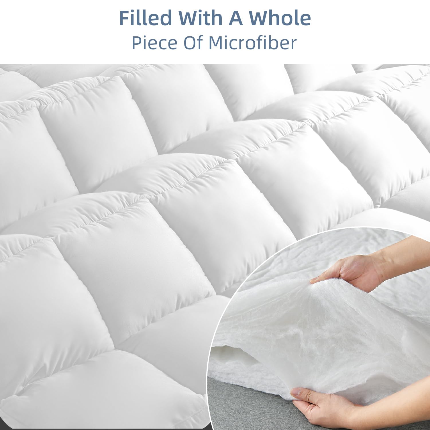 songlibin Mattress Topper,Extra Thick Mattress Pad for Back Pain,Cooling Mattress Cover with 21'' Deep Pocket, Breathable Bed Topper for Hot Sleeper(White), King(78''×80'') (JMCL5-20230603)