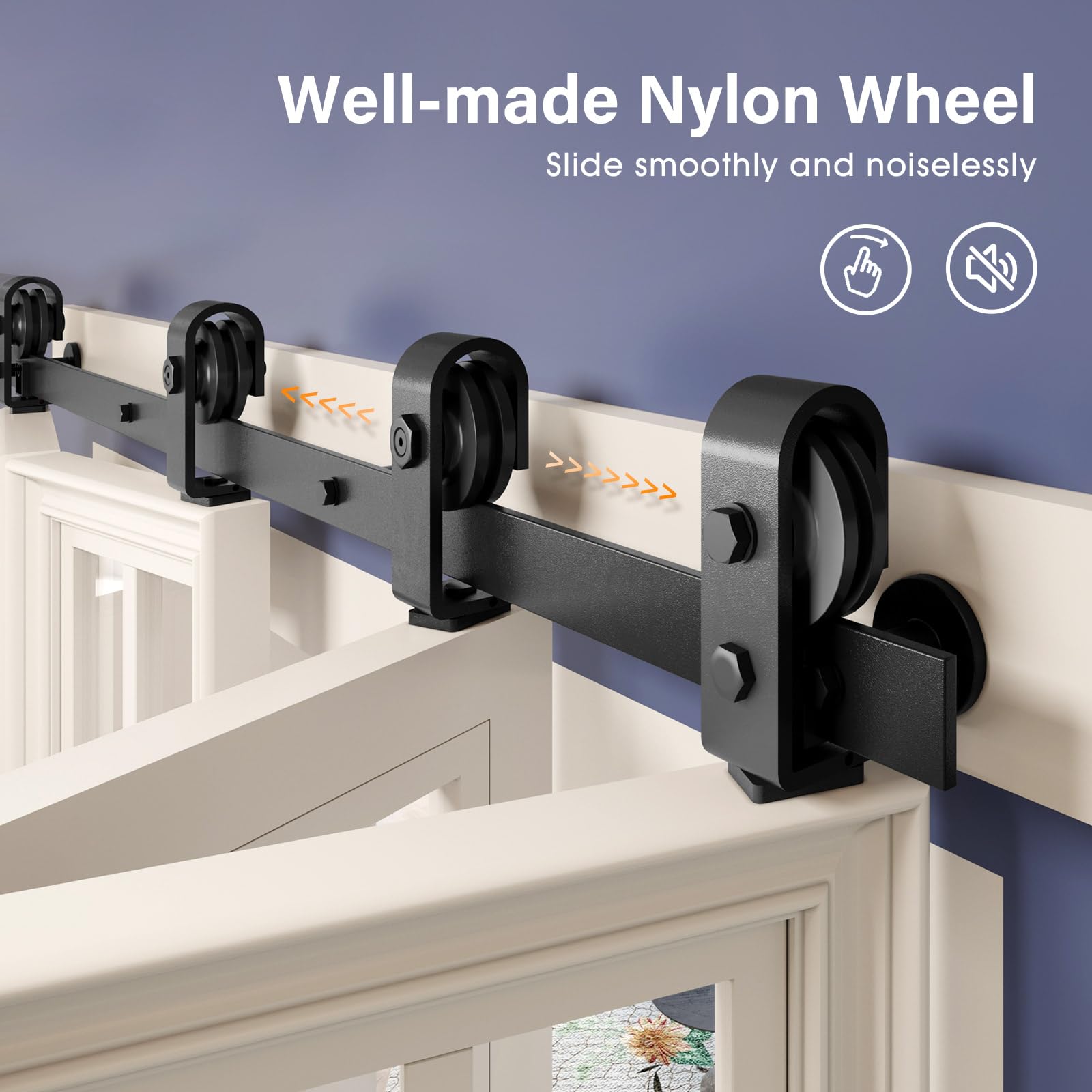 FINOSEN 28 inch Bifold Barn Door Hardware Track Kit for Two 12 inch Closet Doors,Top Mount Sliding System,Heavy Duty Roller,Smoothly and Quietly,Black(Bifold Door Not Included)