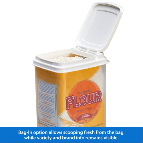 Buddeez Flour and Sugar Container All Purpose Kitchen Organization and Storage Unit, 4 Quart, White