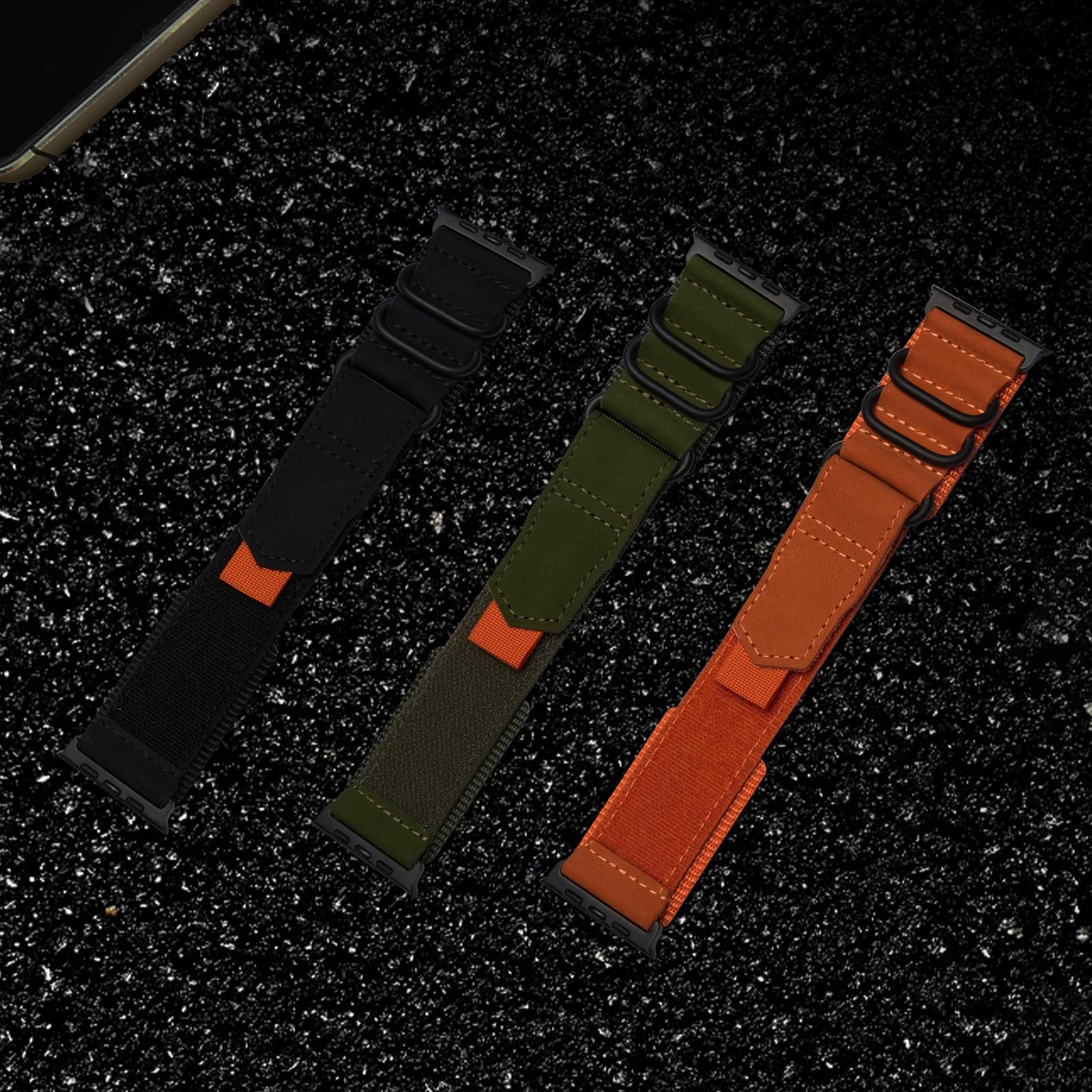 Kawoco Sport Bands Compatible with Apple Watch Ultra Band 49mm 45mm 44mm 42mm, Rugged Adjustable Breathable Braided Leather Combination Strap Men for iWatch Ultra 2 Series 9 8 7 6 5 4 3 SE Army Green