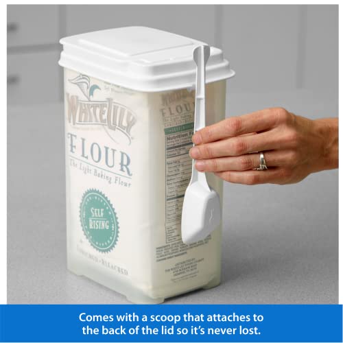 Buddeez Flour and Sugar Container All Purpose Kitchen Organization and Storage Unit, 4 Quart, White