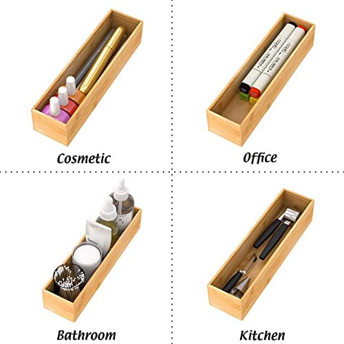 Bamboo Drawer Organizer Storage Box Bathroom Living Room Kitchen (12"3"2.5")