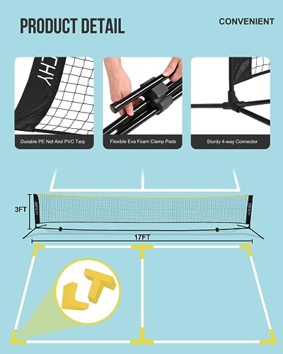Wilson Pickleball Set - 4 Paddles, 17ft Net, 4 Balls, 1 Marker & Tape Measure