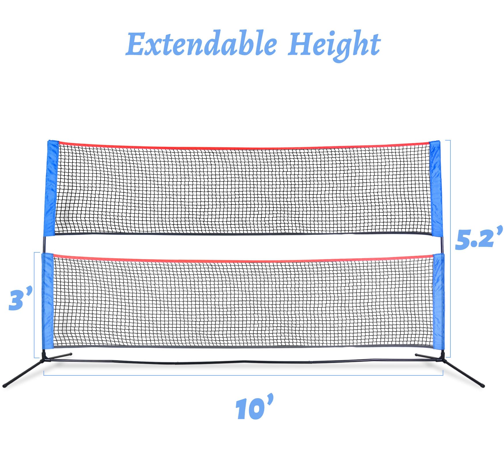 Gagalileo Pickleball Net, Portable Pickleball Net System, Adjustable Height Nylon Net with Carry Bag, 10x5.2 FT Suitable for Kids and Multiplayer Sports, Easy Setup