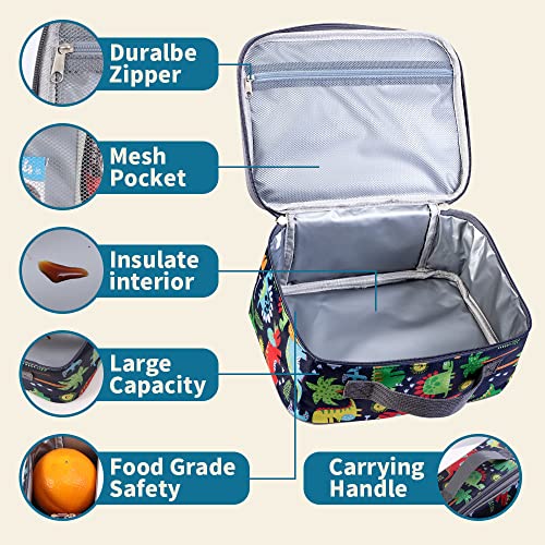 Lunch Bag Kid,Dinosaur Lunch Box For Kids Boys Insulated Lunch Bag For Toddler,Reusable Lunch Bag With Waterproof Liner,Soft Lining Keeps Food Fresh In School Lunchboxes,Small Portable Lunch Bag