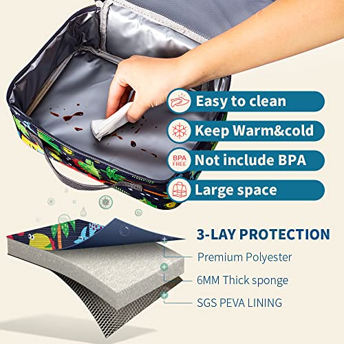 Lunch Bag Kid,Dinosaur Lunch Box For Kids Boys Insulated Lunch Bag For Toddler,Reusable Lunch Bag With Waterproof Liner,Soft Lining Keeps Food Fresh In School Lunchboxes,Small Portable Lunch Bag