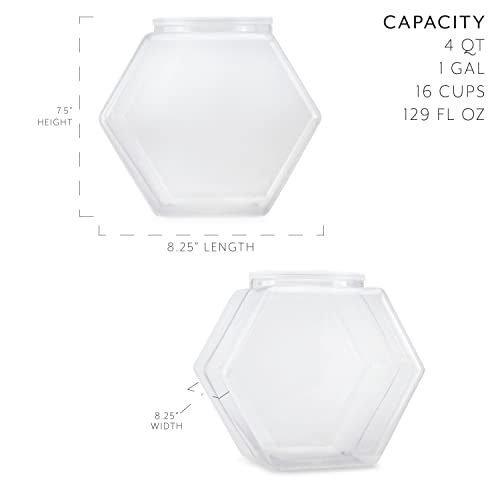 Cornucopia Gallon Plastic Container Candy Jars (2-Pack); Hexagon Shaped Countertop Display Containers; Cookie and Snack Storage