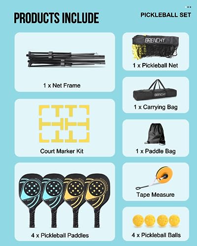 Wilson Pickleball Set - 4 Paddles, 17ft Net, 4 Balls, 1 Marker & Tape Measure