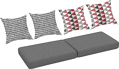 Creative Living Outdoor Bench/Settee/Swing Cushion with Four Patio Decorative Pillows, 54'', Grey