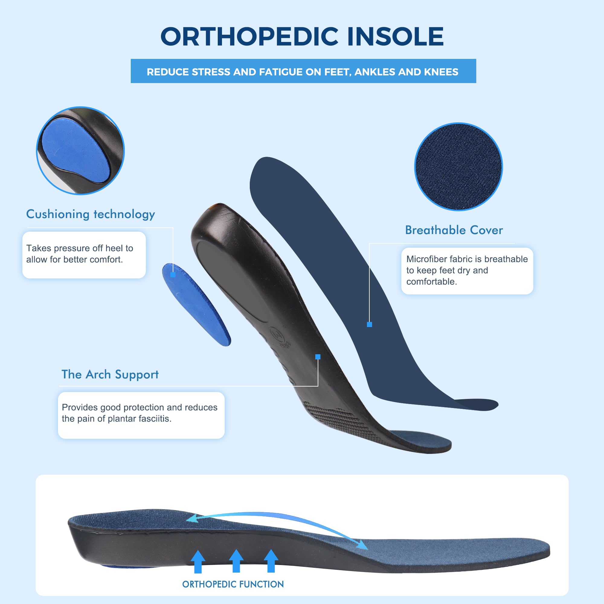 Ortho+rest Men Diabetic Walking Shoes Edema Shoes for Swollen Feet Arch Support Orthopedic Sneakers (11,Black)