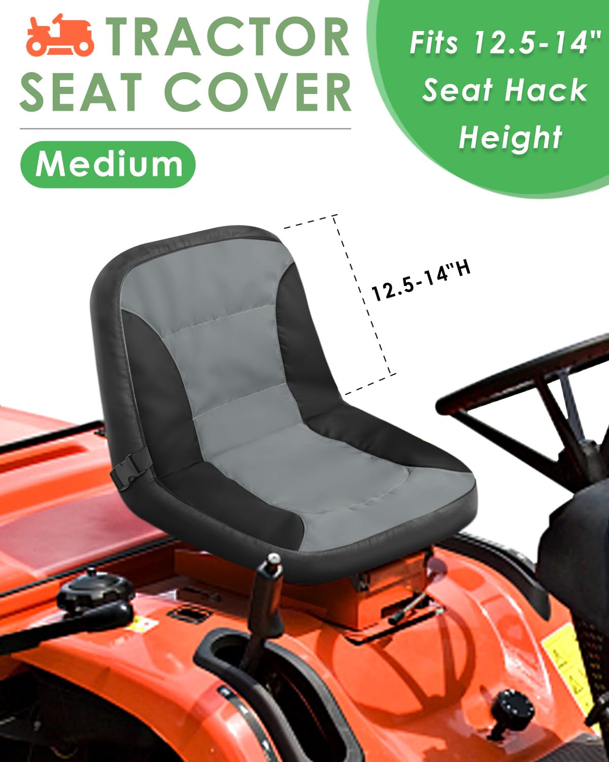 PACETAP Riding Lawn Mower Seat Cover with Waterproof Cover, Durable Polyester Universal Lawn Mower Seat Cover Compatible with John Deere, for Craftsman, for Cub Cadet, for Kubota (Splicing,Medium)