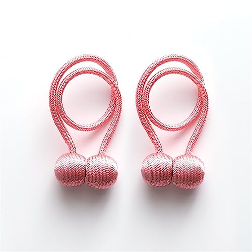 2PCScurtains Tiebacks-Modern Minimalist Curtain Tie-Braided Rope Curtain Ties for Drapes-Convenient Magnetic Curtain Tiebacks, Suitable for Curtains and Door Curtains (Pink)