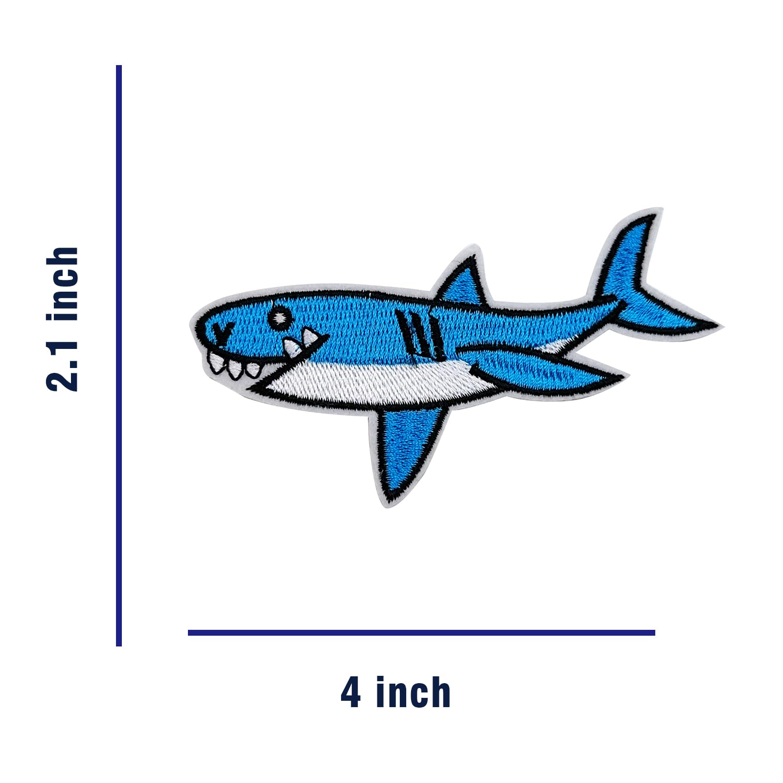 Maseihels Iron On Embroidered Patch, Funny Cute Shark Patch - Appliable to Badge Iron On Sew On Emblem Patch DIY Accessories Perfect for Jackets, Clothes, Hats & Jeans