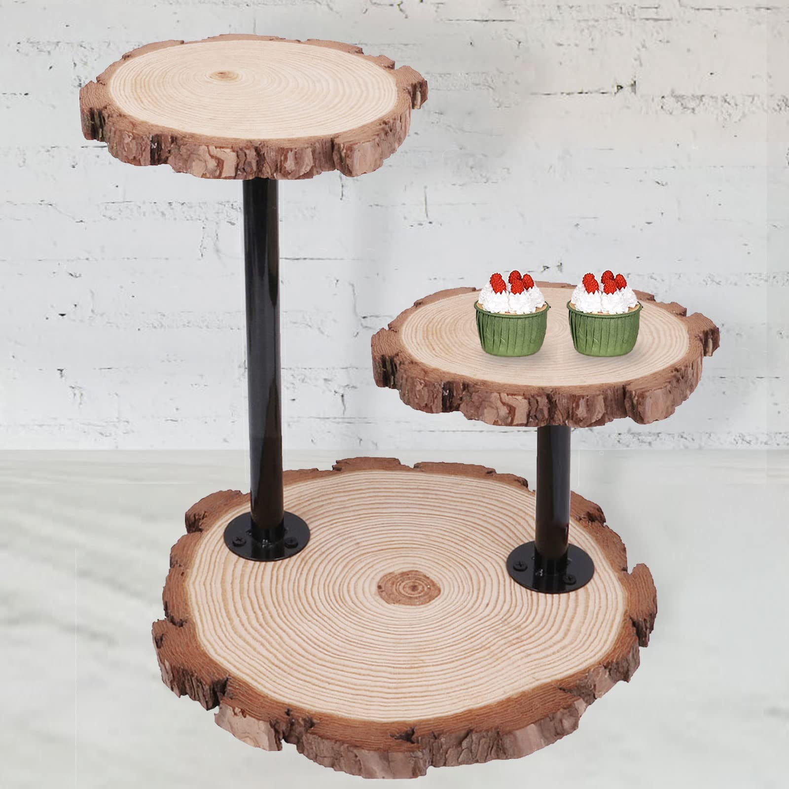 Wood Cupcake Stand Holder, Round Cake Stands for Weeding Dessert Table, 3 Tier Cake Didplay Stands for Party Presenting, Birthday, Parties, Weddings, Natural Wooden Cake Stand Dessert Display